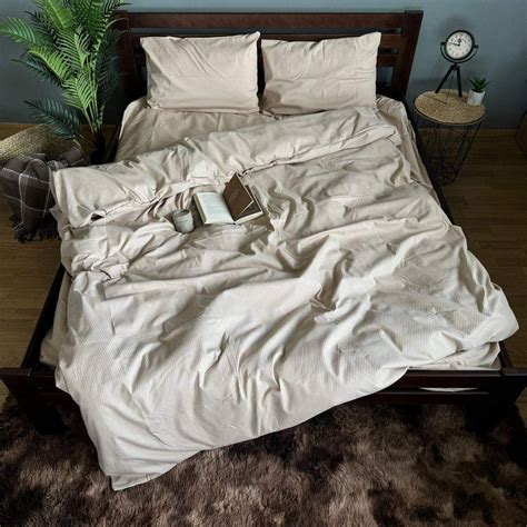 Постільна білизна з полісатину у стилі жатки бежевий євро 200 х 215 см наволочки 50х70 1138437