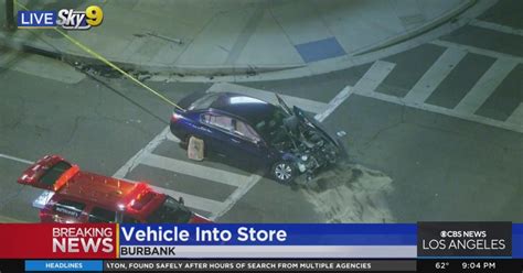 Vehicle Crashes Into Burbank Storefront After Two Car Crash Cbs Los
