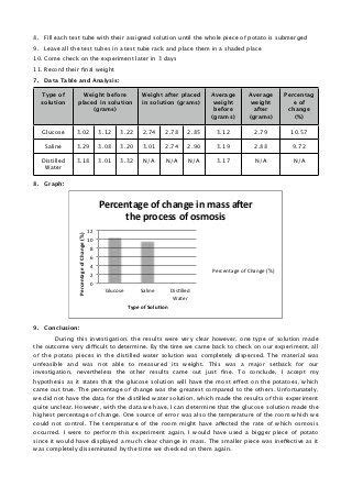 Osmosis Lab Of Potato In Three Types Of Water Biology Labs Osmosis Scientific Poster