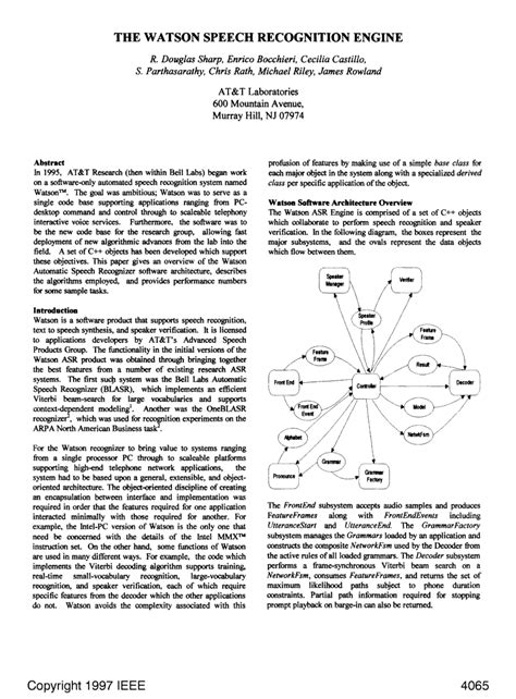 Pdf The Watson Speech Recognition Engine
