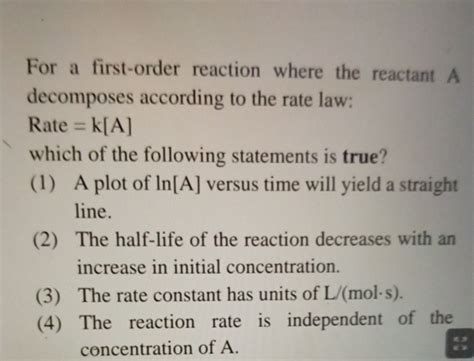 for a first order reaction where the reactant decomposes according to the