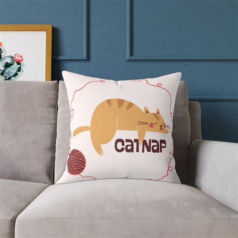 Pillow Cute Cartoon Cat Nap Square Poly Canvas Pillow Sleepy Kitten