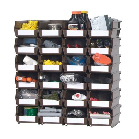 Locbin 0 301 Gal Small Bin System In Brown 24 Bins And 2 Wall Mount Rails 3 220brws The