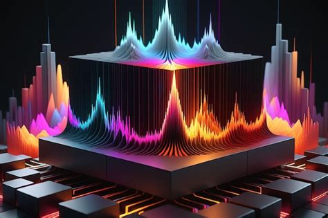 Colorful 3d Cube And Audio Spectrum Visualization Horizontal