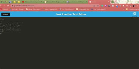Github Collins418progressive Web Applications Pwa Text Editor