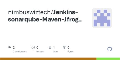 Github Nimbuswiztechjenkins Sonarqube Maven Jfrog Pipeline