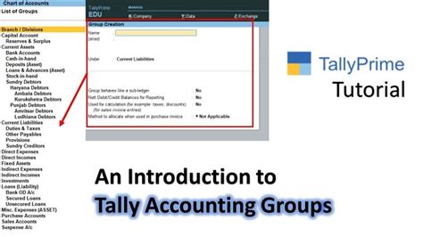 create and manage accounting groups in tally prime