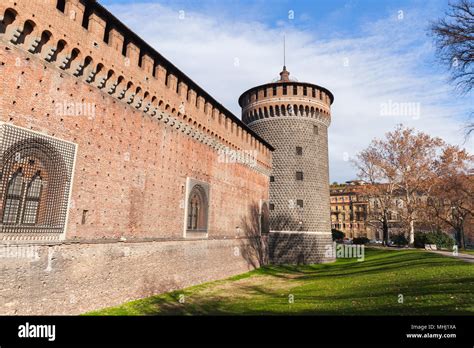 Exterior Of Sforza Castle Milan Italy It Was Built In The 15th