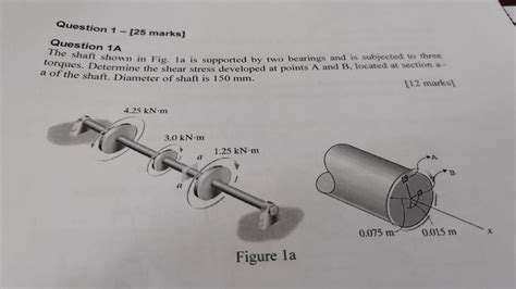 solved question 1 [25 marks] question 1a the shaft shown