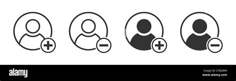 Add And Remove User Icons Person Icons With Plus And Minus Symbols