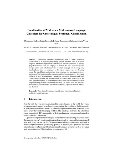Pdf Combination Of Multi View Multi Source Language Classifiers For