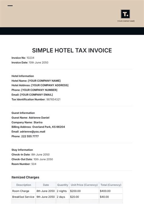 Free Hotel Proforma Invoice Format Template To Edit Online