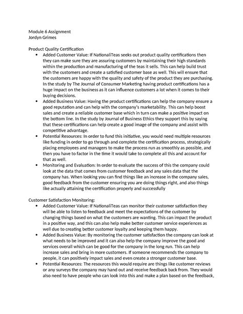 Adding Cus Value Qso321 Module 6 Assignment Jordyn Grimes Product Quality Certification Added