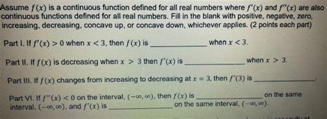 solved assume f x is a continuous function defined for all