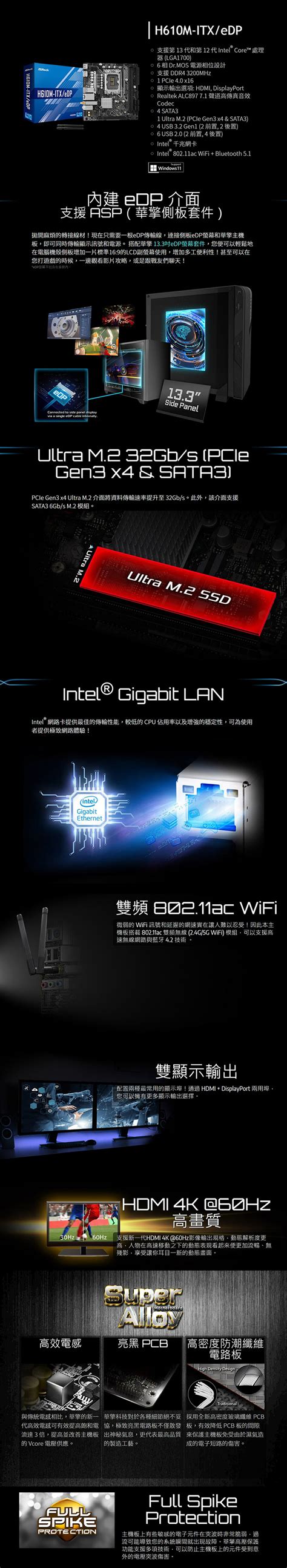 Asrock 華擎 H610m Itx Edp Intel 主機板 里拉商店 Iopen Mall