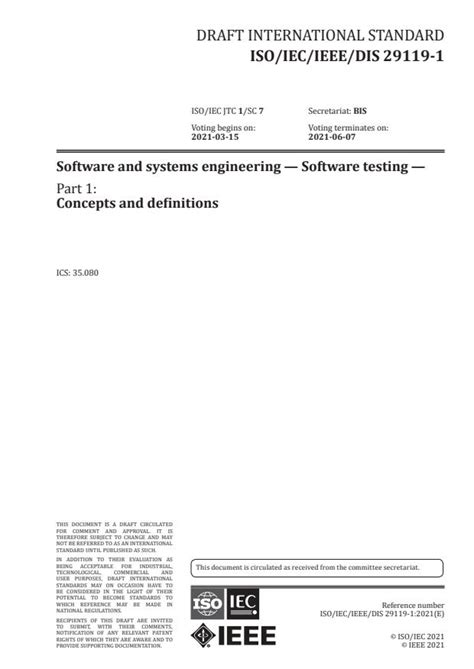 ISO IEC IEEE DIS 29119 1 Software And Systems Engineering Software Testing