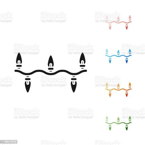 흰색 배경에 격리 된 검은 크리스마스 조명 아이콘입니다 메리 크리스마스와 새해 복 야 다채로운 아이콘을 설정합니다 벡터