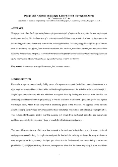 pdf design and analysis of a single‐layer slotted waveguide array
