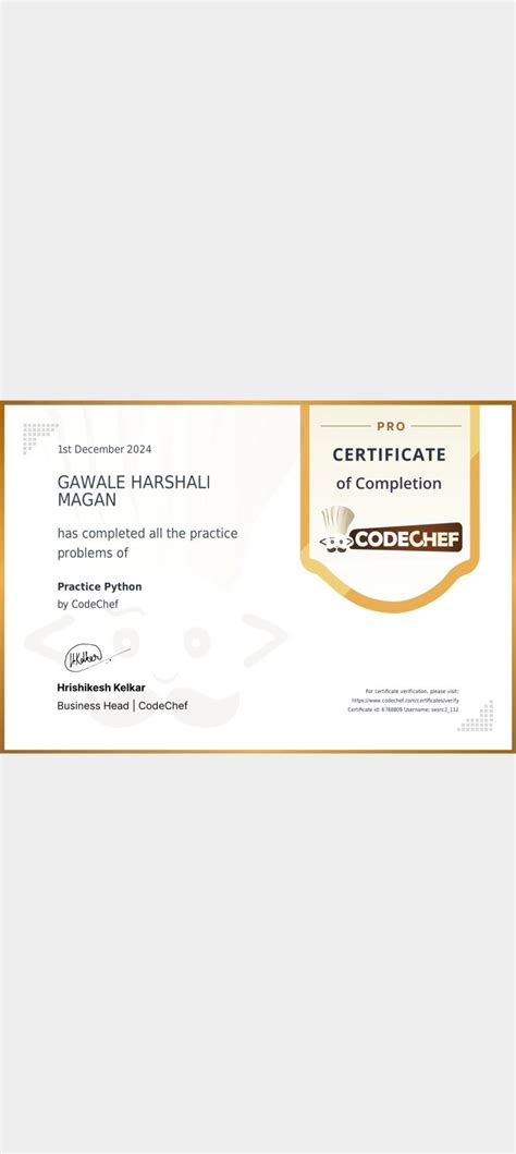 harshali gawale on linkedin python certification learningjourney codechef programming