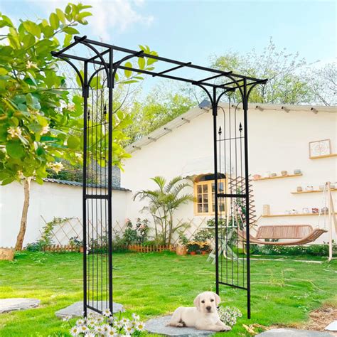 Kang Kai Metal Garden Arch With Black Powder Coated Climbing Plants