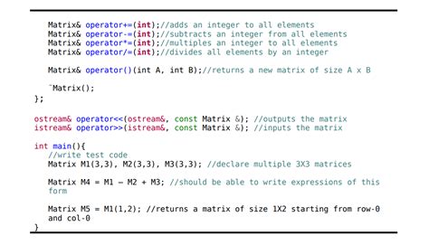 Solved Q Implementation Of Matrix Class Your Goal Is To Chegg