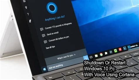 windows 10 shutdown or restart using cortana