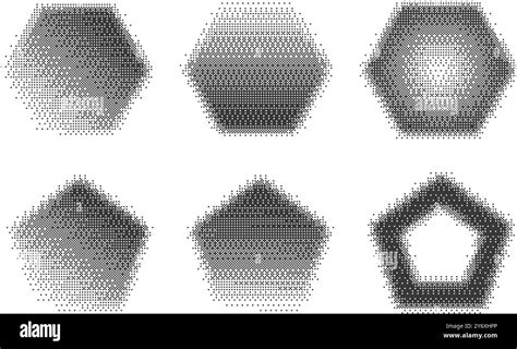 Bitmap Pixel Arcade Game Effect Hexagon Y2k Halftone Shape Vector Dither Aesthetic Gradient