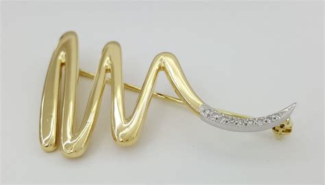 Tiffany And Co Paloma Picasso Zig Zag Squiggle Diamond Pin Brooch Large 18k Plat Exquisite Jewelers
