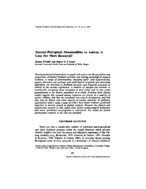 Pdf Sensory Perceptual Abnormalities In Autism A Case For More Research Pdf Sensory Perceptual Abnormalities In Autism A Case For More Research