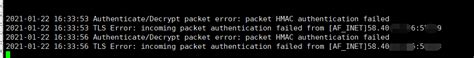 Openvpn客户端错误 Authenticatedecrypt Packet Error Packet Hmac