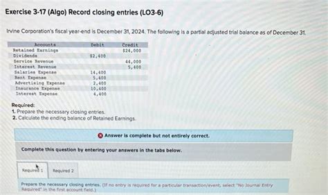 solved exercise 3 17 algo record closing entries lo3 6