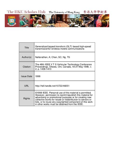 Pdf Generalized Lapped Transform Glt Based High Speed Transmission