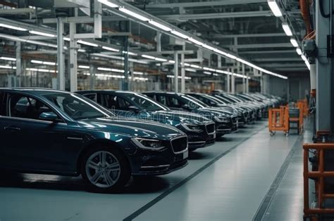 Automated Conveyor Line For Car Assembly Futuristic Concept Ai