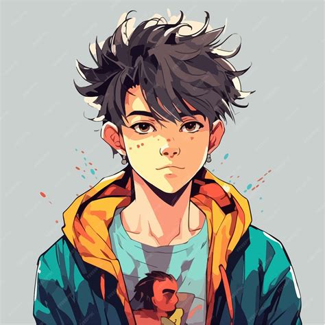 Premium Vector Young Man Anime Style Character Vector Illustration