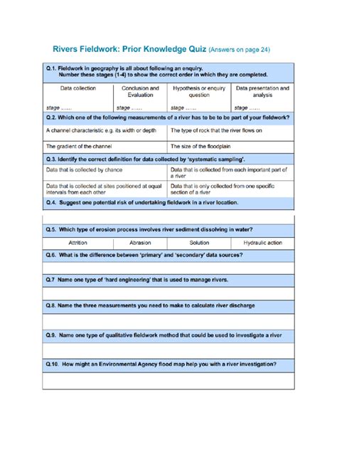River Investigation Quiz Pdf