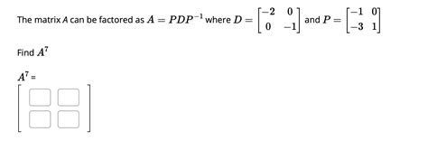Solved The Matrix A Can Be Factored As Apdp 1 ﻿where
