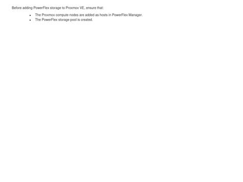 prerequisites proxmox virtual environment on dell powerflex dell