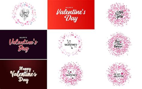 흰색 배경 벡터 일러스트 레이 션에 고립 필기 서예 텍스트 해피 발렌타인 데이 타이포그래피 포스터 무료 벡터