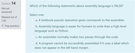 Solved Question 14 Which Of The Following Statements About