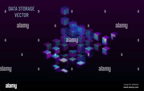 Data Warehouse Visualization Glowing Cubes From Dots Illuminated By