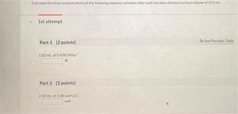Solved Calculate The Final Concentrations Of The Following