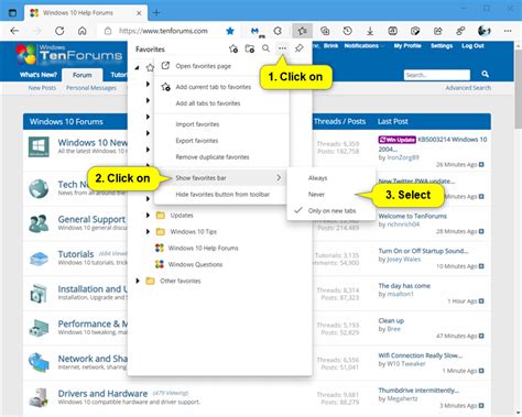 How To Add Or Remove Favorites Bar In Microsoft Edge Chromium Tutorials