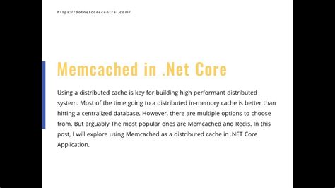 Memcached As Distributed Cache In Net Core Application YouTube