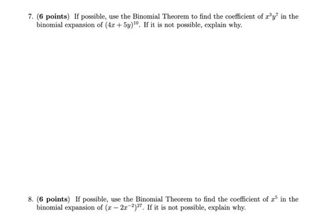 solved 7 6 points if possible use the binomial theorem
