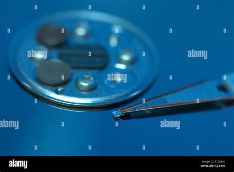 Close Up Of Hard Disk Drive Read Write Head Stock Photo Alamy