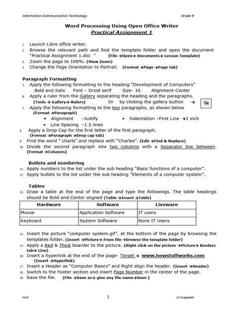 Word Processing Assignment 1 And 2 Pdf