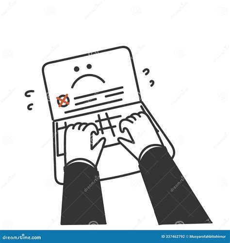 hand drawn doodle computer operating system crash stock illustration