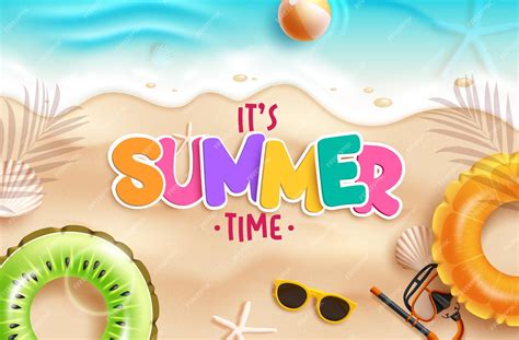 Premium Vector | Summer time text vector design Its summer time greeting text in seashore and ...
