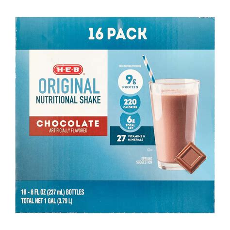 H E B Original 9g Protein Nutritional Shakes 16 Pk Bottles Chocolate