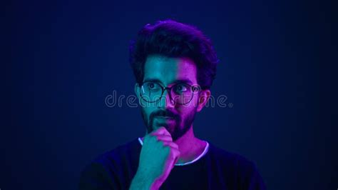 Infographic Hologram Editing Template Ultraviolet Background Arabian Man Hi Tech Internet